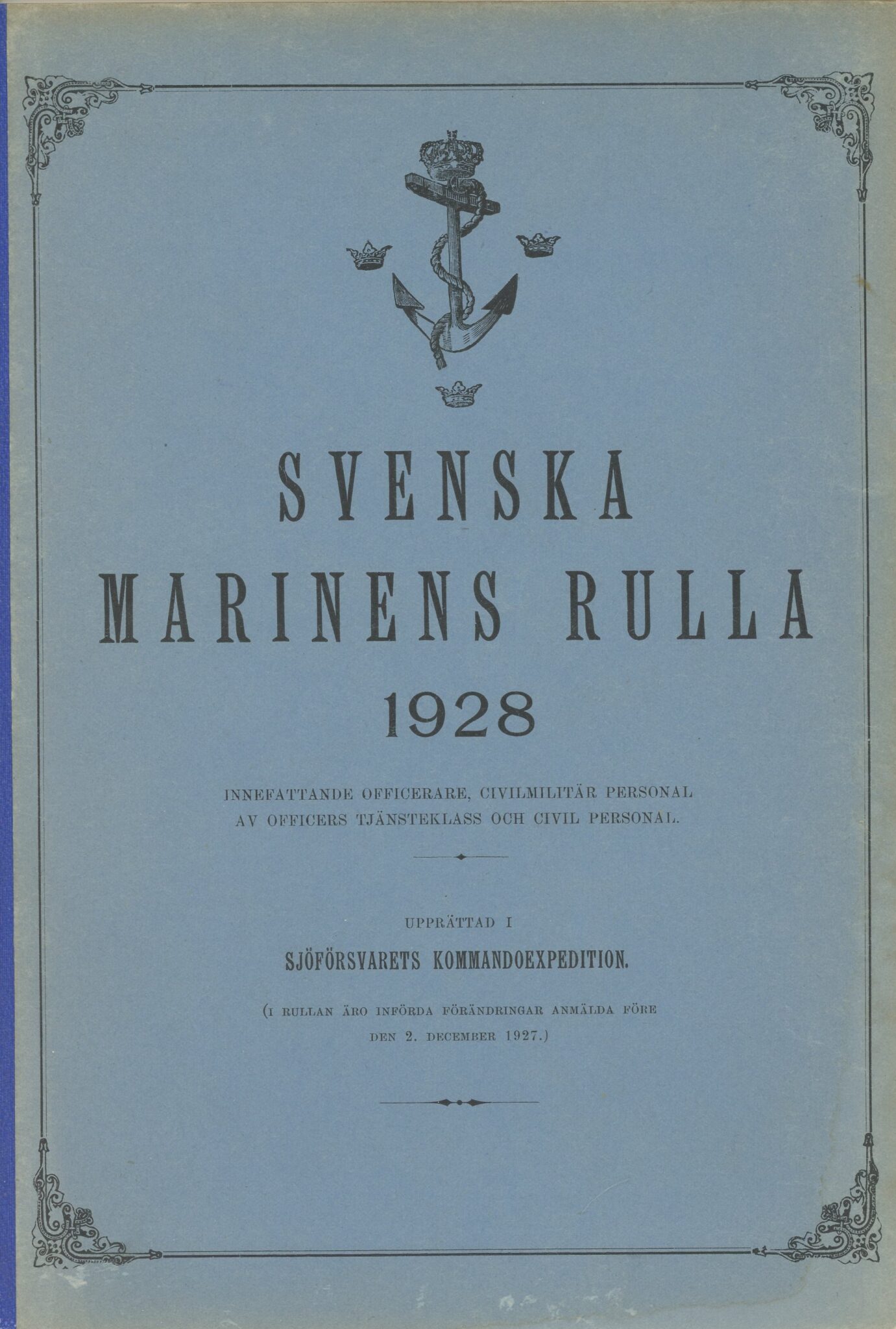 Svenska Marinens Rulla 1928 - Medalj-forskning.se
